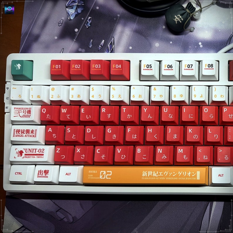EVANGELION Cool Red Anime ISO Keycaps Set for Mechanical Keyboard EVA ...