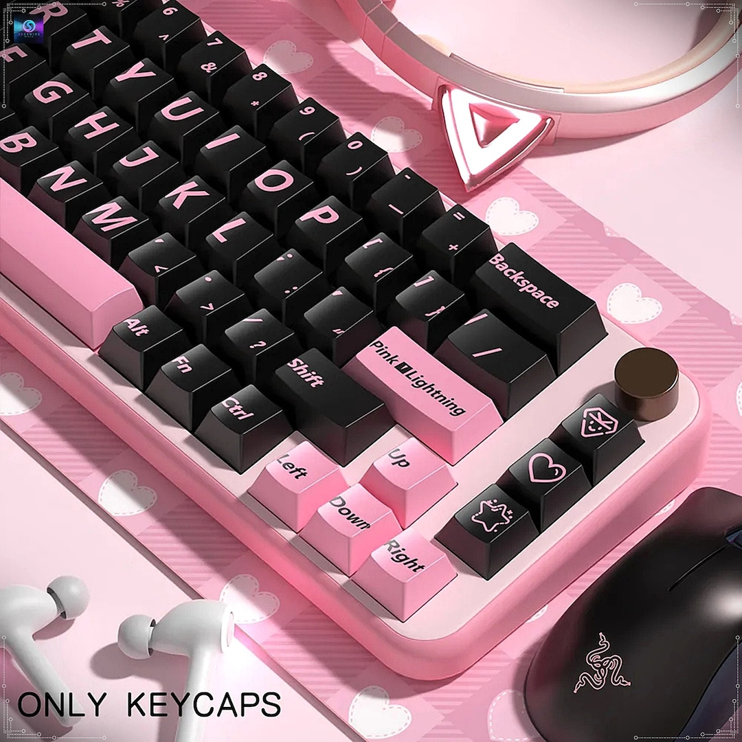 Cool Pink Lightning PBT ISO Keycaps Set for Mechanical Keyboard Cherry ...