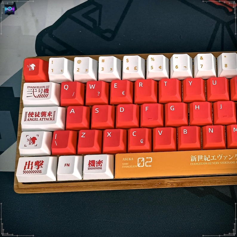 EVANGELION Cool Red Anime ISO Keycaps Set for Mechanical Keyboard EVA ...