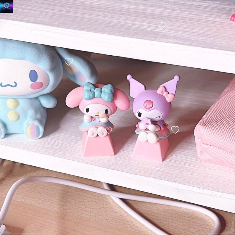 Cute Pink Sanrio Kuromi Hello Kitty Keycaps for Mechanical Keyboard ...