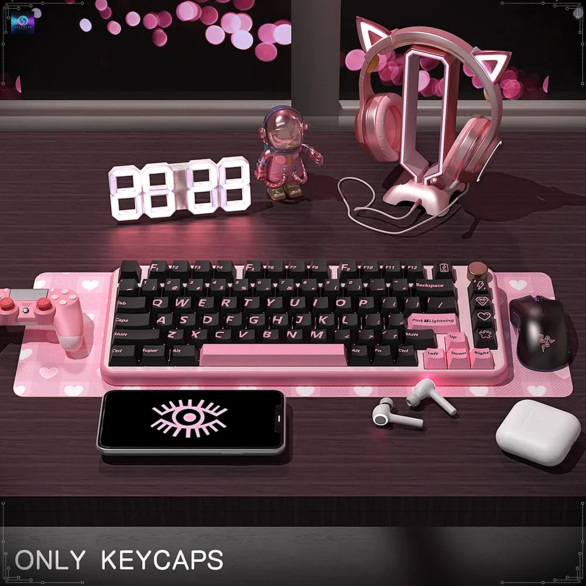 Cool Pink Lightning PBT ISO Keycaps Set for Mechanical Keyboard Cherry ...