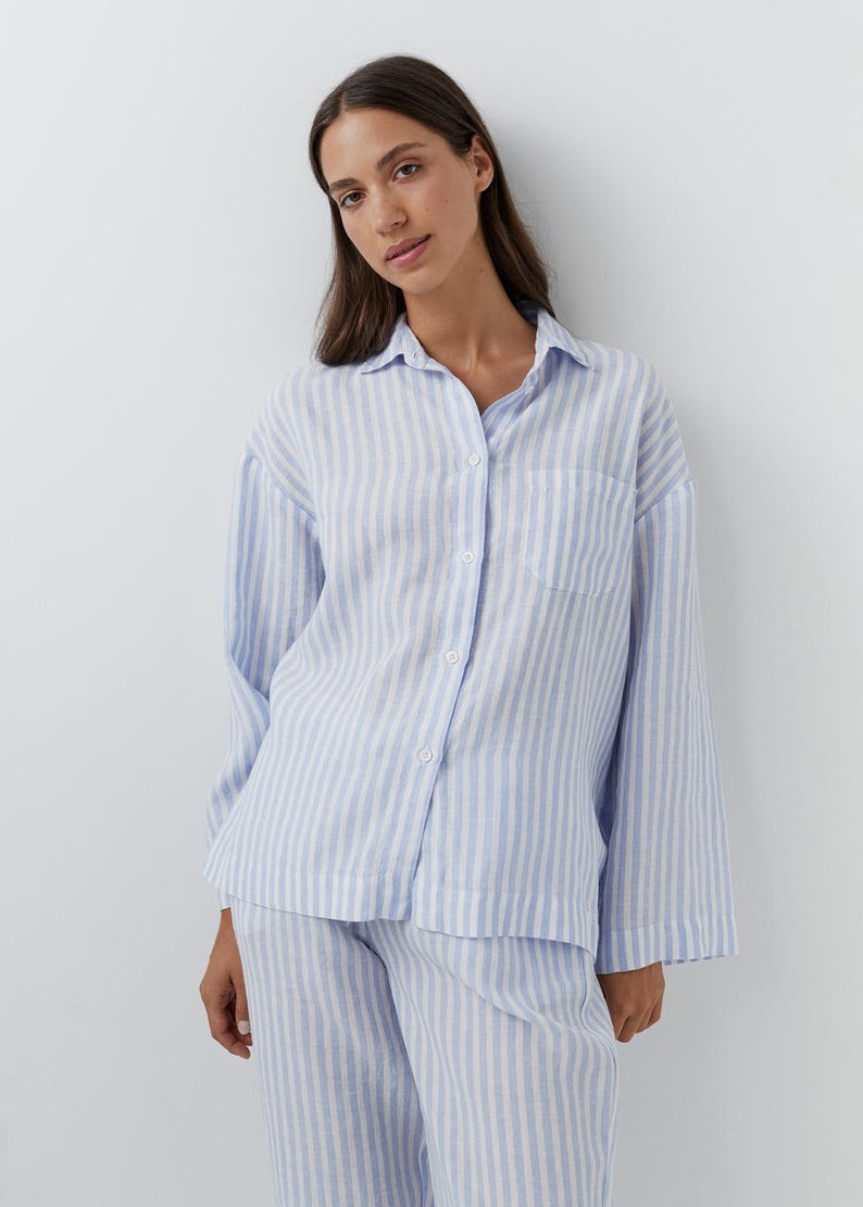 Handmade Striped Linen Pyjama Set, Women's Lightweight Summer ...