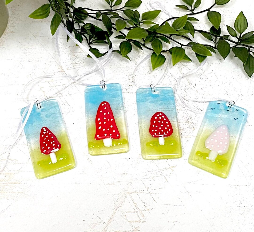 Fused Glass Toadstool Sun Catcher Panel Handmade Glass Artwork - Etsy