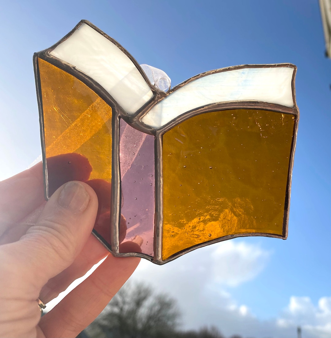 Stained Glass Open Book Panel, Sun Catcher, Stained Glass Art, Window ...