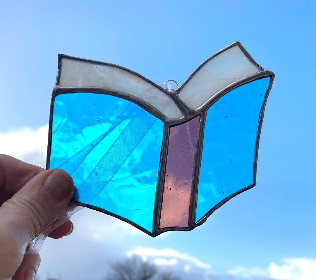 Stained Glass Open Book Panel, Sun Catcher, Stained Glass Art, Window ...