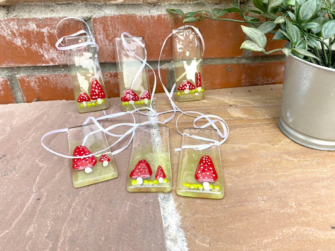 Fused Glass Toadstool Sun Catcher Panel - Handmade Glass Artwork - Etsy