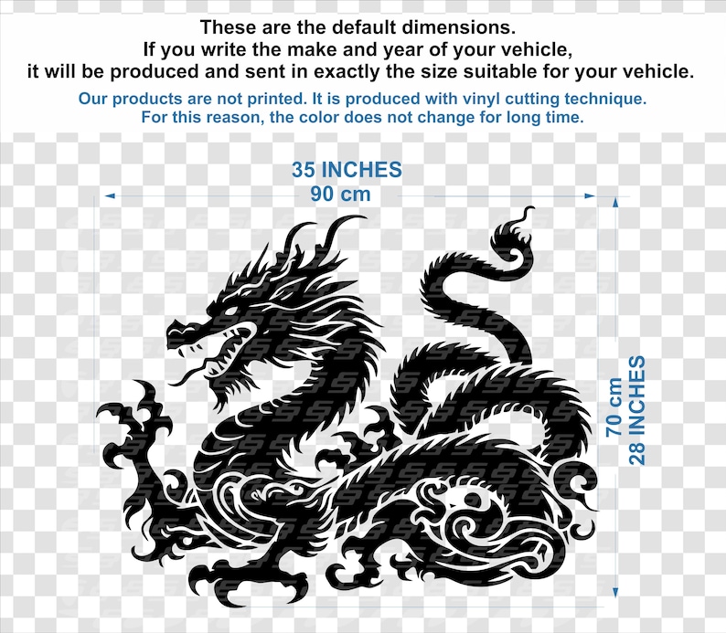 Ancient Dragon Hood Decal - Myth Draco Bumper Sticker, Side Body Livery ...
