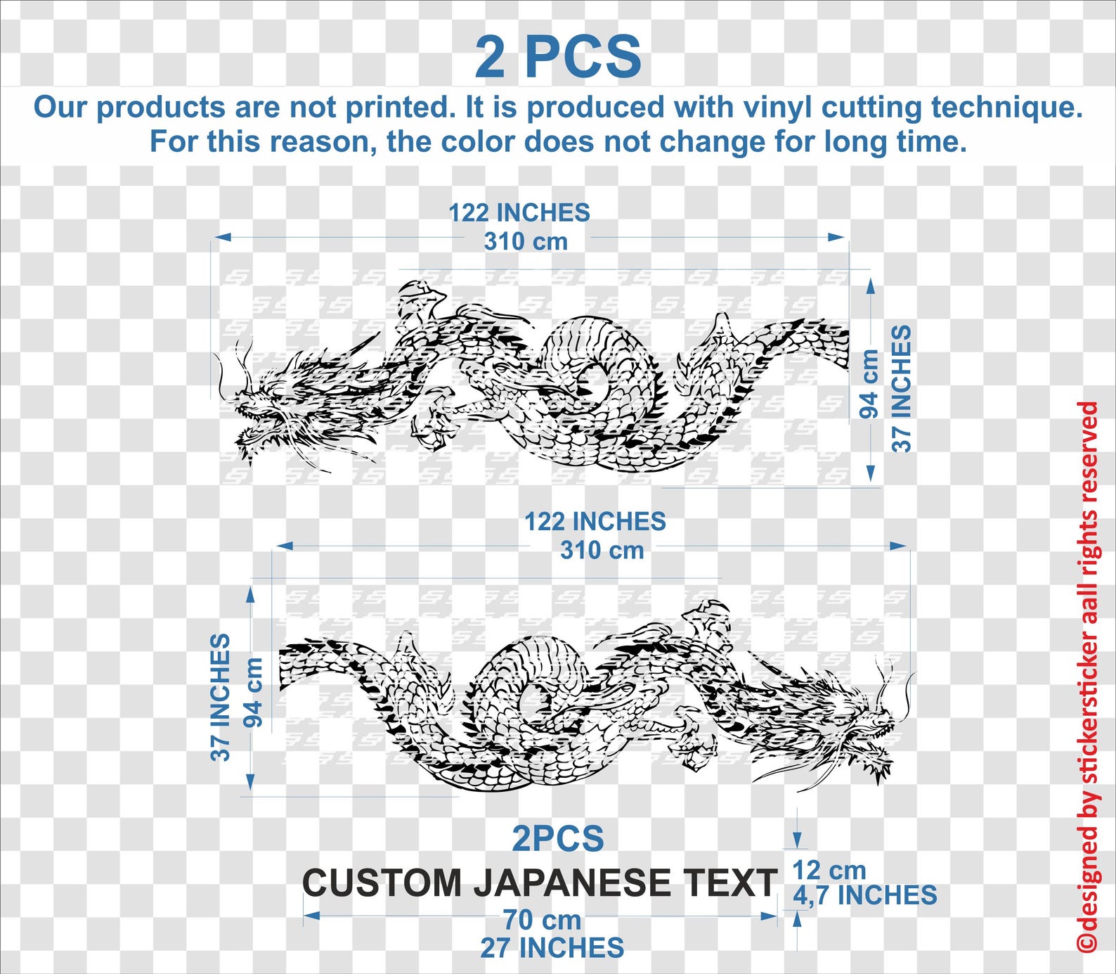 Japanese Dragon Body Decal- Draco Vinyl Wrap - JDM Custom Car Livery ...