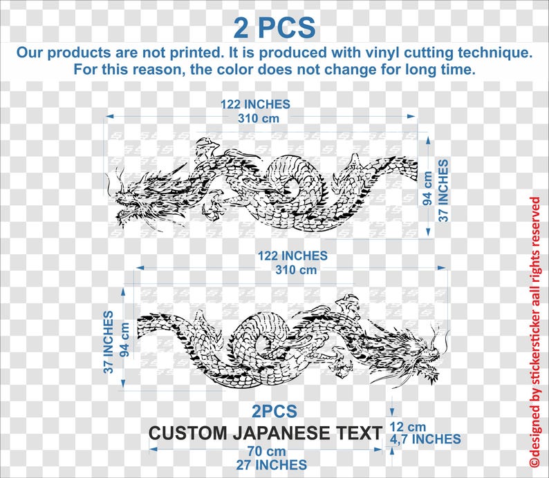 Japanese Dragon Body Decal- Draco Vinyl Wrap - JDM Custom Car Livery ...