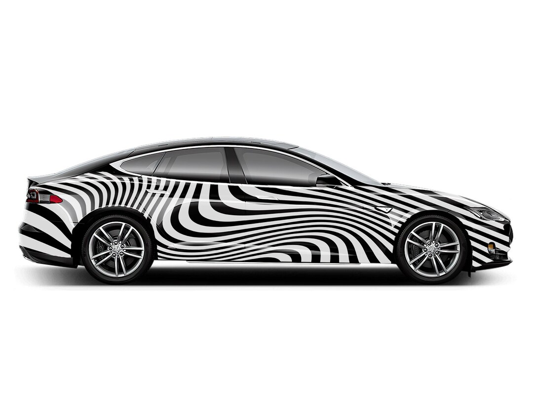 2 PCS Abstract Lines Car Decals Zigzag Car Body Wrap Zebra Lines Car ...