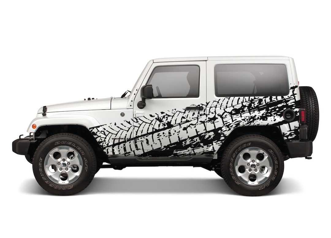 Tire Tracks Jeep Decals 2 PCS Side Body Vinyl Sticker Universal Mud ...