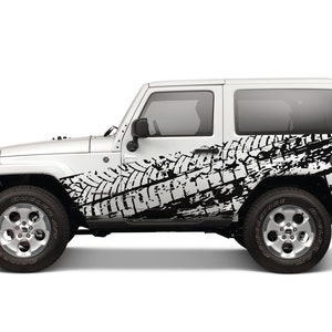 Tire Tracks Jeep Decals 2 PCS Side Body Vinyl Sticker Universal Mud ...