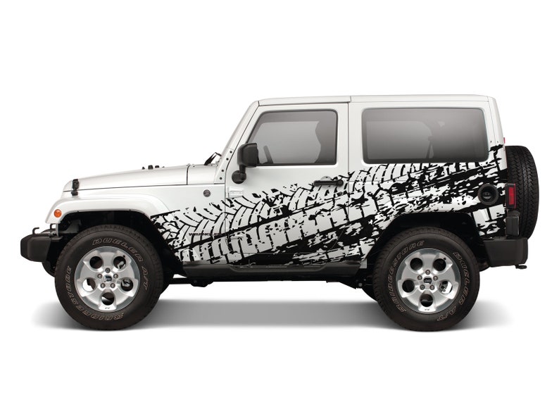 Tire Tracks Jeep Decals 2 PCS Side Body Vinyl Sticker Universal Mud ...