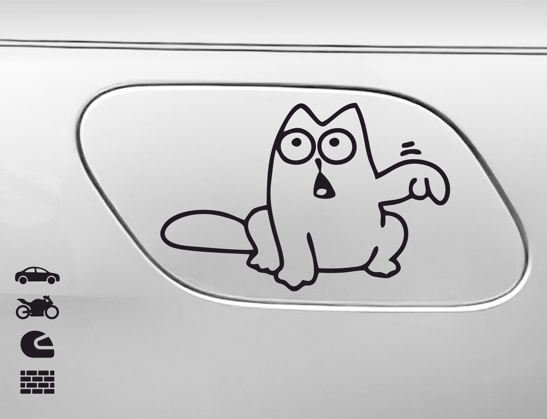Fuel Cap Funny Cat Sticker Car Body Decals Bumper Fun Sticker L ...