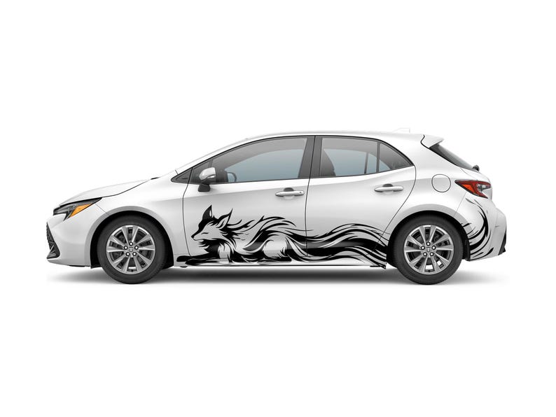 Kitsune Nine Tailed Fox Car Side Decal, JDM Anime Vinyl Livery ...