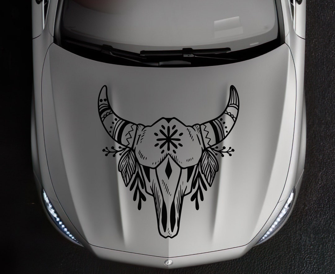 Bull Skull Car Hood Decal , Universal Hoods Sticker - Car Hood Livery ...