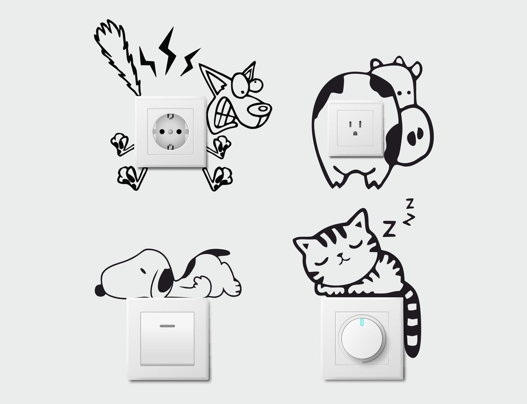 4 PCS Wall Funny Sticker Pack Universal Electric Switches Socket ...