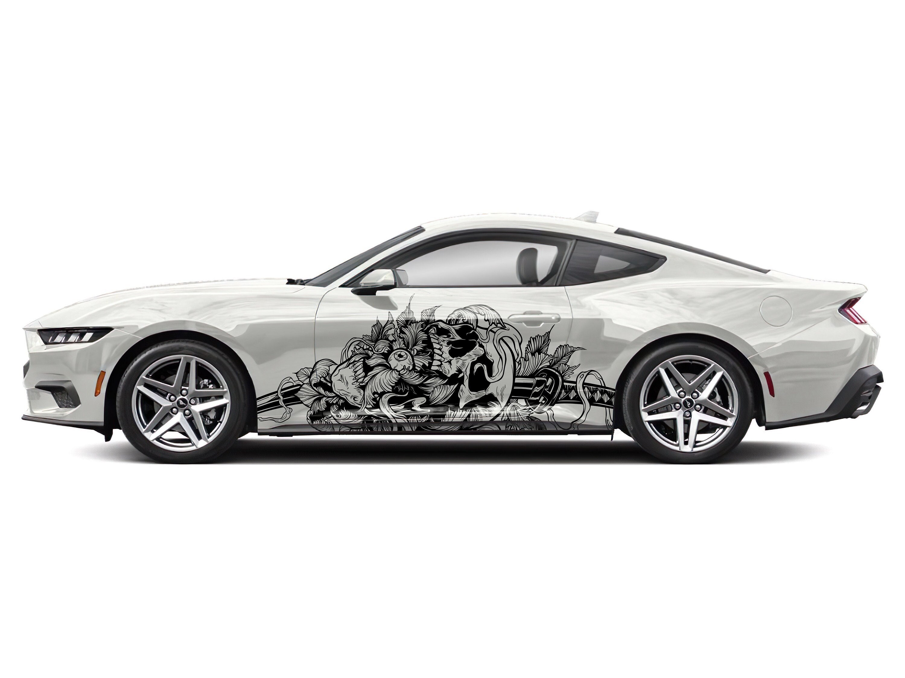 Skull Car Decal Both Sides Katana and Skull Body Side Decal High ...