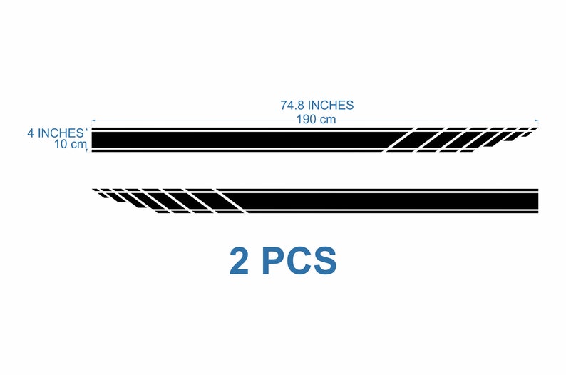 Universal Racing Stripes Decal Sports Wrap Vinyl Stickers 2 Pcs for All ...