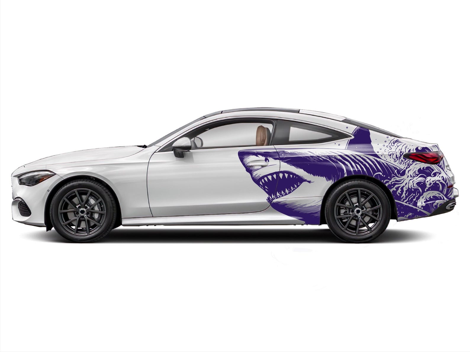 White Shark Car Body Decal - Large Megalodon Bumper Wrap - Ocean ...