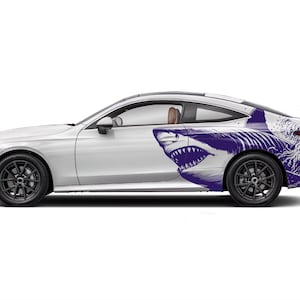 White Shark Car Body Decal - Large Megalodon Bumper Wrap - Ocean ...