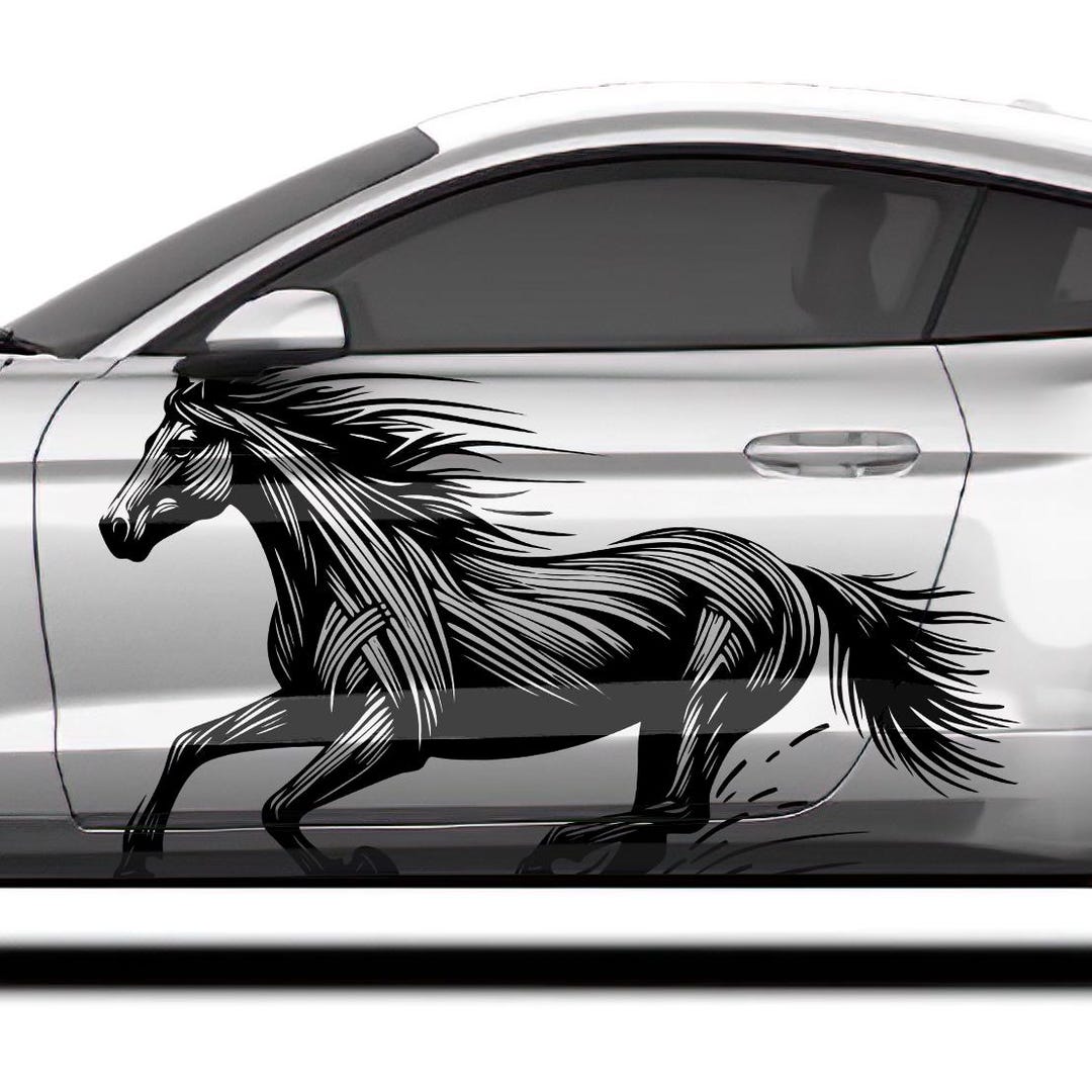 Running Horse Car Decal: Mustang Vinyl Wrap - Large Vehicle Sticker - Etsy