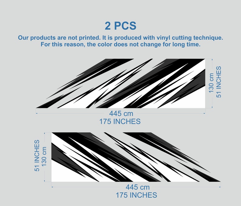 Sport Car Decals - 2 PCS Universal Car Side Vinyl, Unique Zig-zag Decal ...