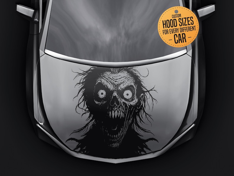 Sinister Face Hood Decal: Halloween Car Vinyl Wrap - Livery for Scary ...