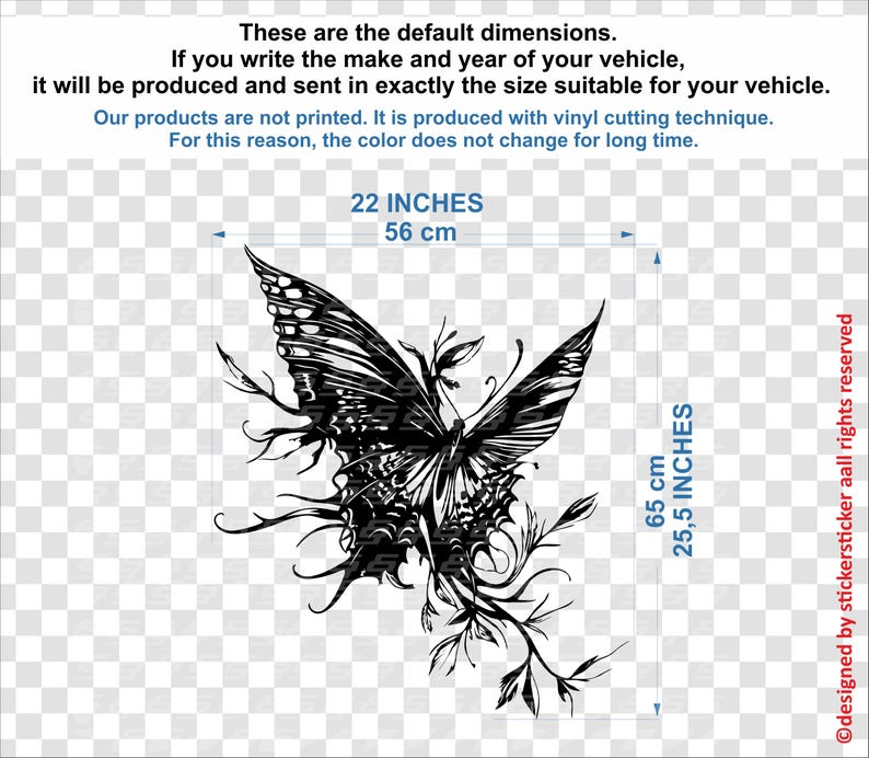 Butterfly Hood Decal - Floral Wall and Car Sticker - Flower Livery - Etsy