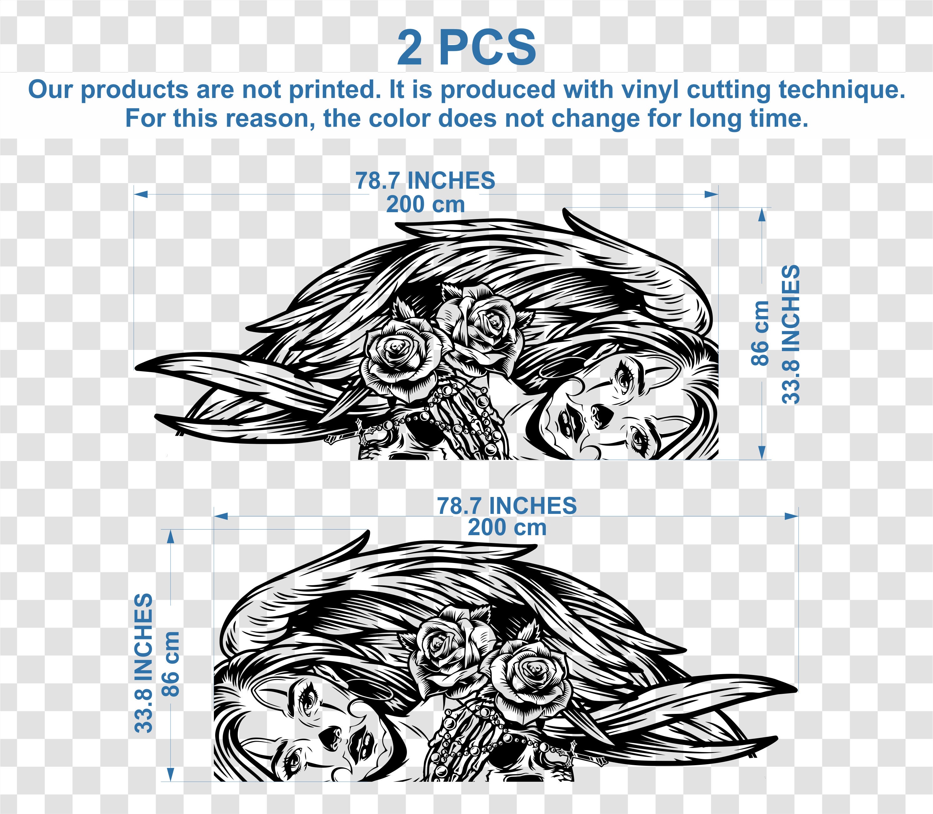 Chicano Angel Woman Decal 2 PCS Anime Car Side Decal High Quality Viny ...