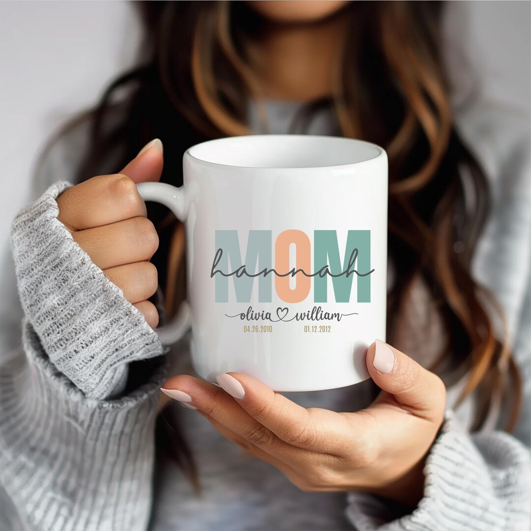Personalized Mom Mug With Kids' Names and Birthdays, Custom Coffee Cup ...