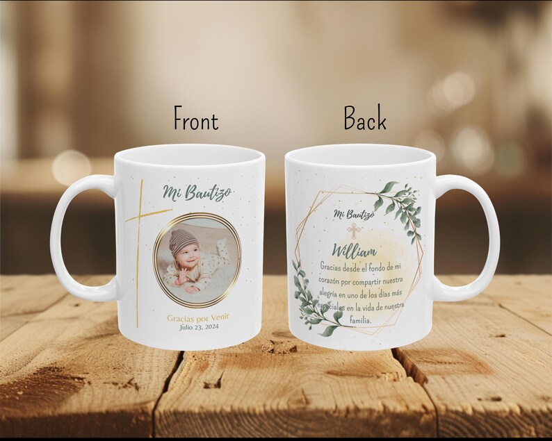 Personalized Baptism Mug With Name Photo | Custom Christening Gift for ...