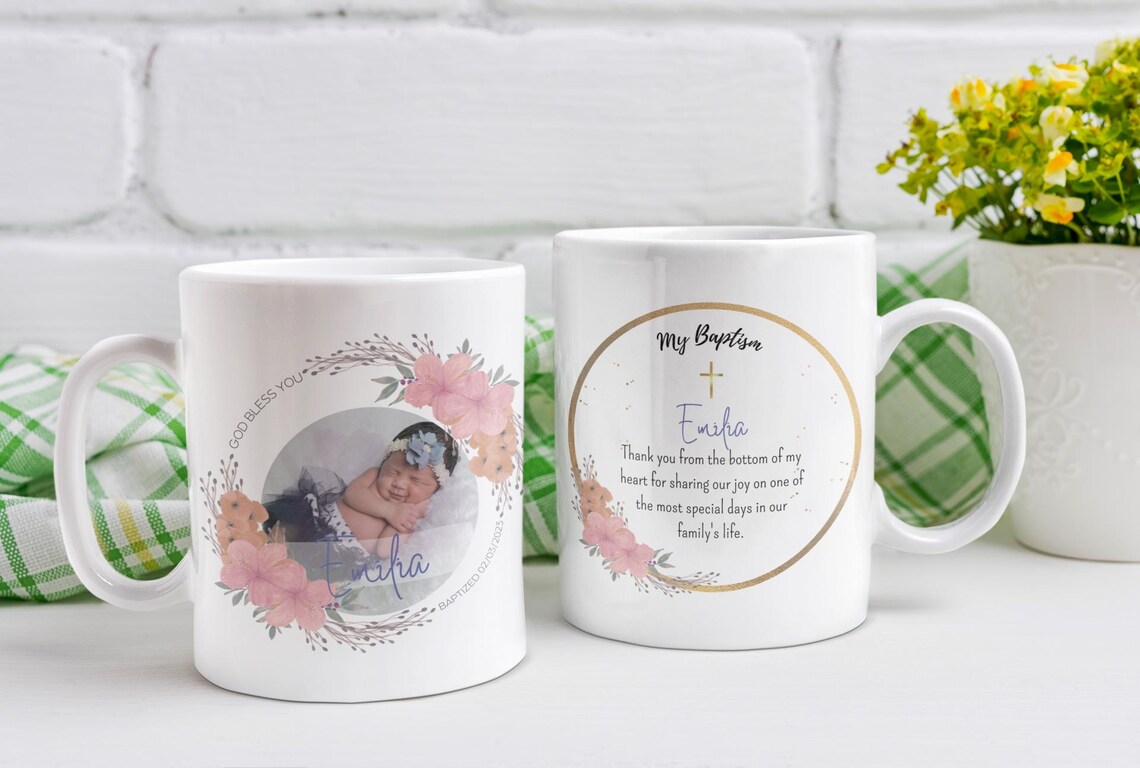 Personalized Baptism Mug | Photo or Name Christening Gift | Taza ...