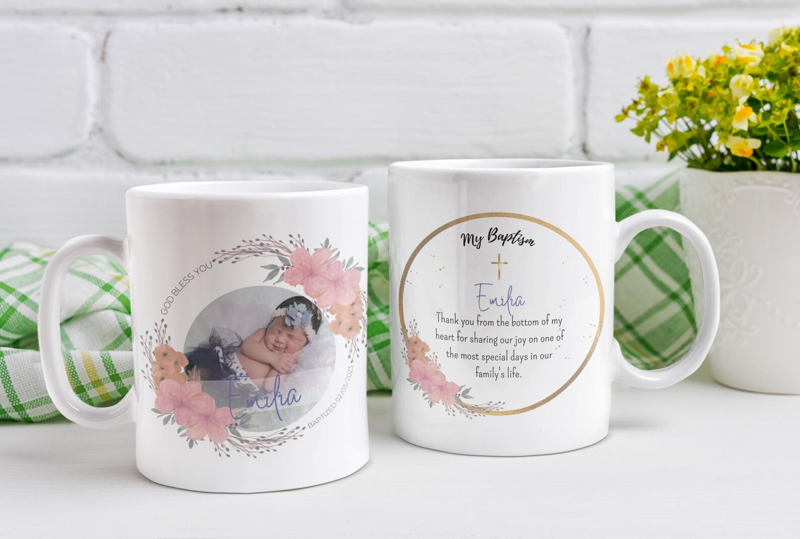 Personalized Baptism Mug | Photo or Name Christening Gift | Taza ...