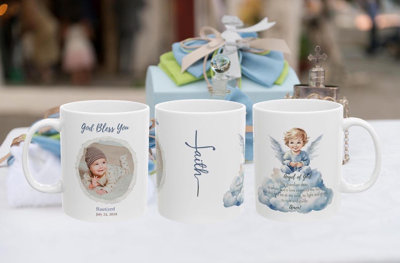 Personalized Baptism Mug With Name Date | Custom Christening Gift for ...
