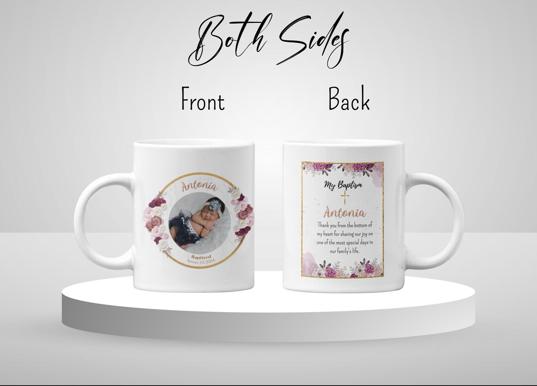Custom Baptism Mug With Child Photo | Personalized Christening Gift for ...