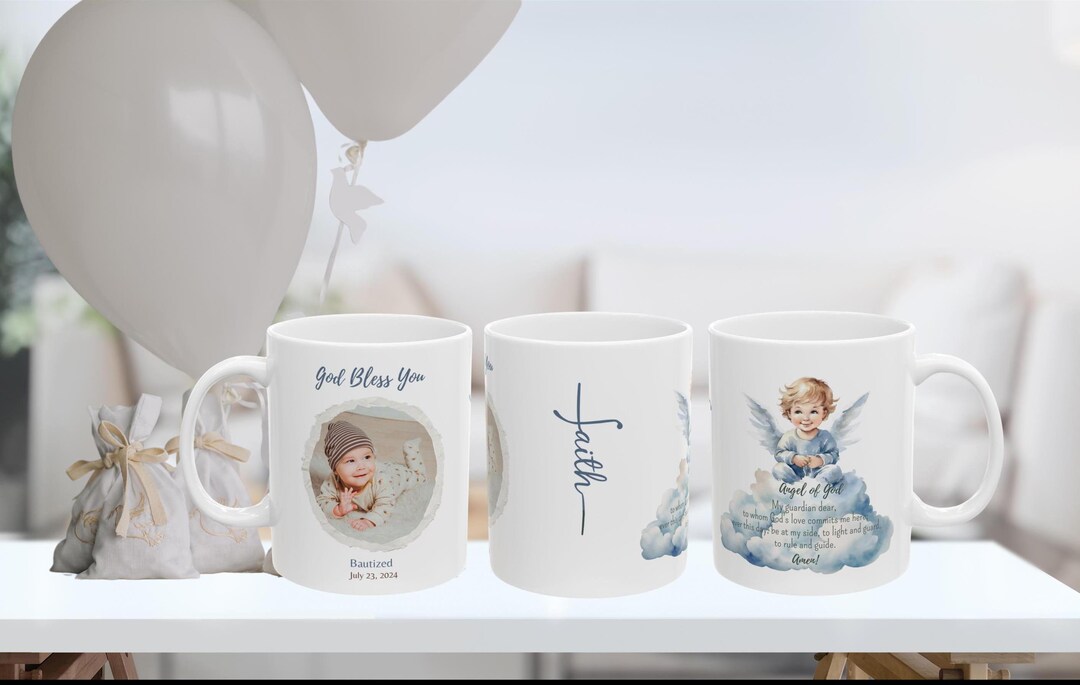 Personalized Baptism Mug With Name Date | Custom Christening Gift for ...