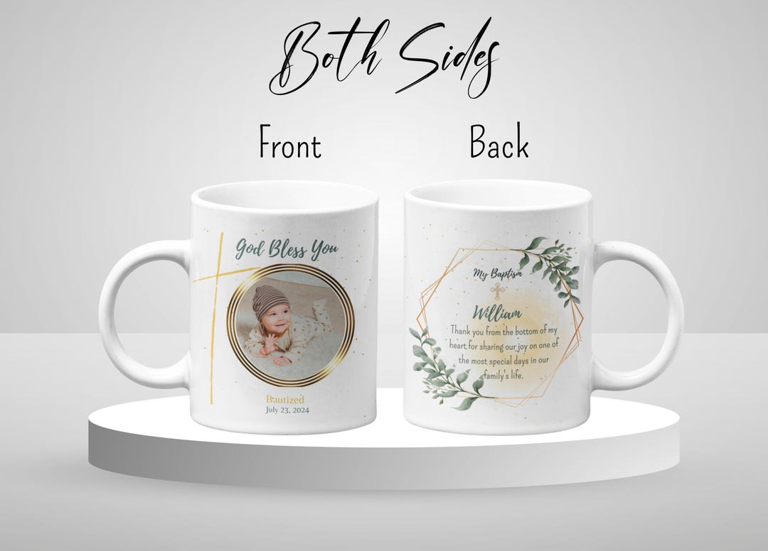 Personalized Baptism Mug With Name Photo | Custom Christening Gift for ...