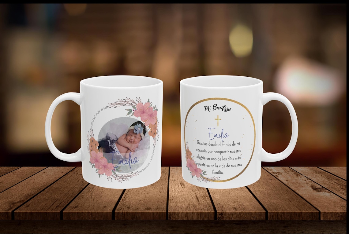 Personalized Baptism Mug | Photo or Name Christening Gift | Taza ...