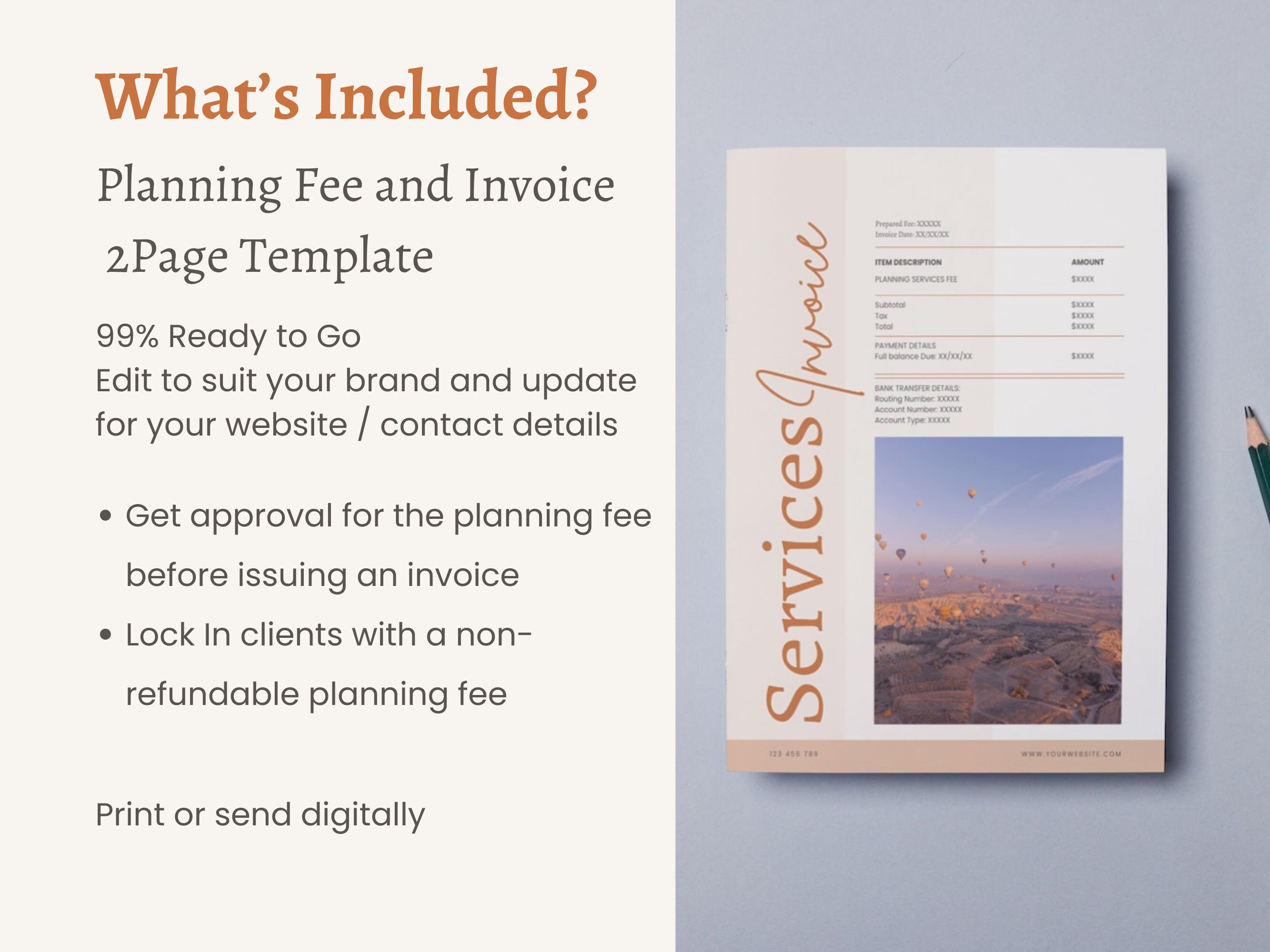 Travel Agent Planning Fee and Invoice Digital Canva Download - Etsy