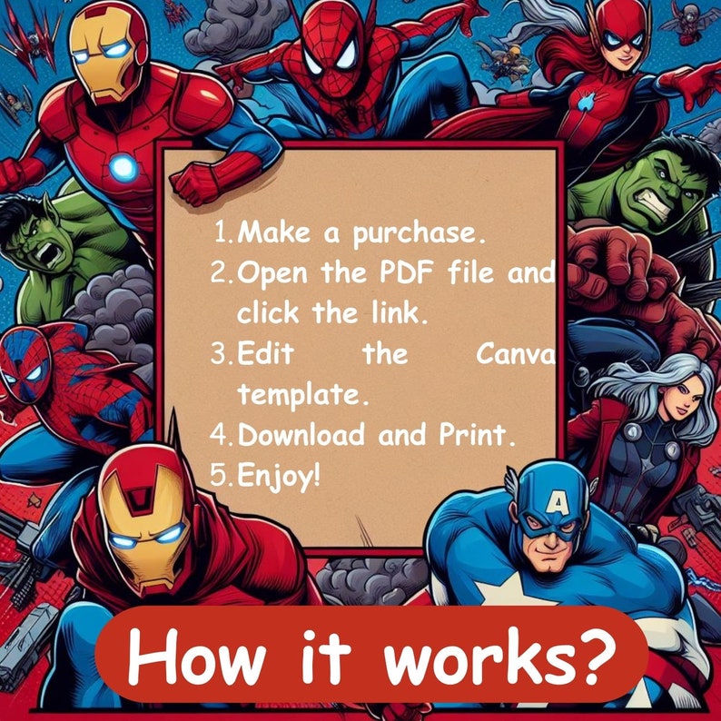 Editable Superheroes Birthday Invitation, Template Printable, Birthday ...