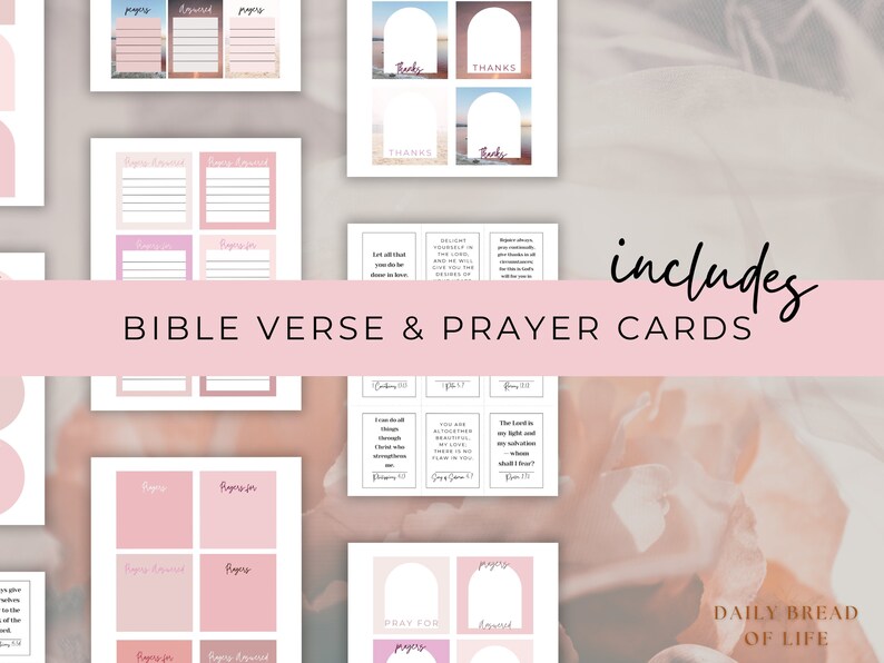 Printable Pink Prayer Board Kit: Bible Verses, Affirmations (digital ...