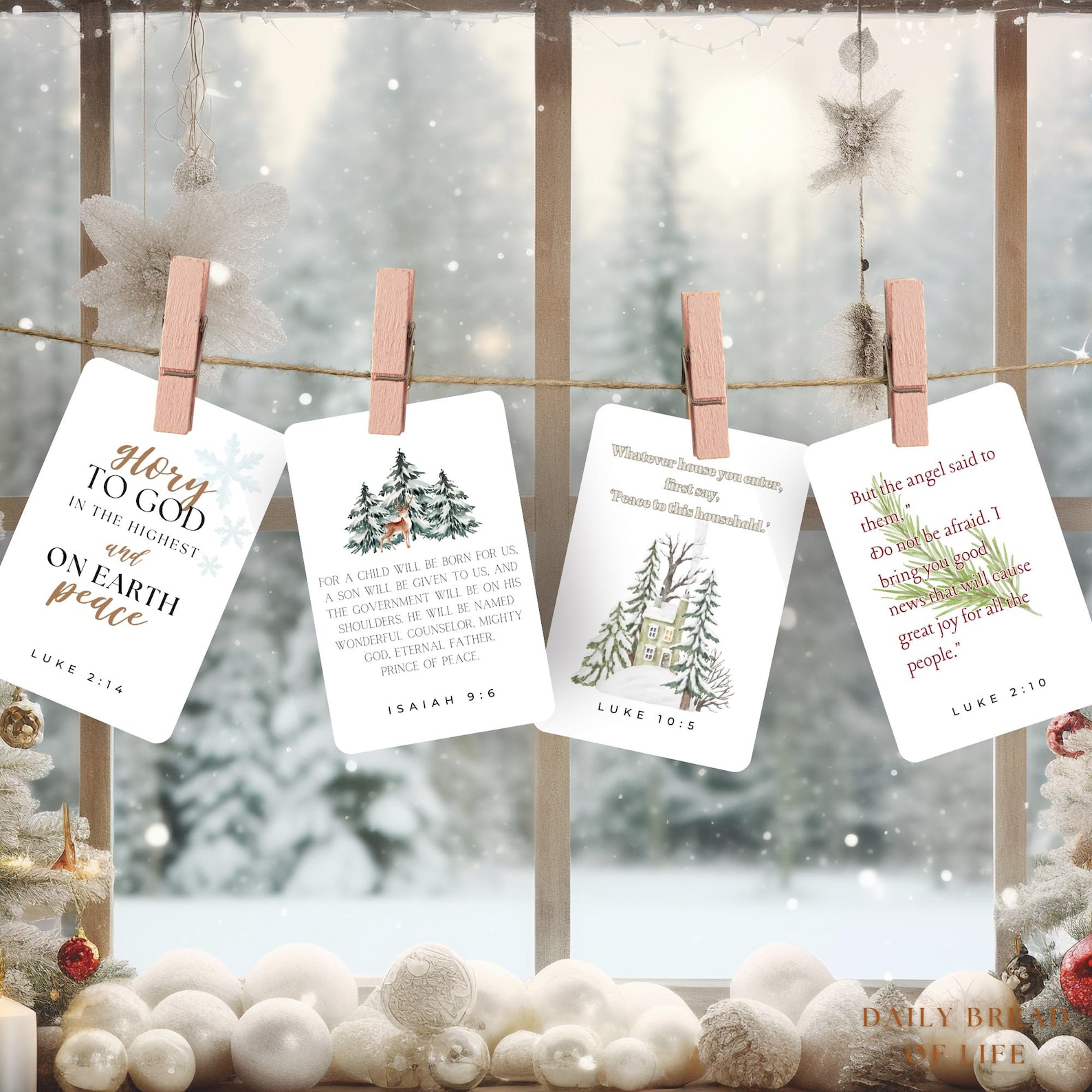 32 Advent Scripture Cards: Christian Family Christmas Countdown ...