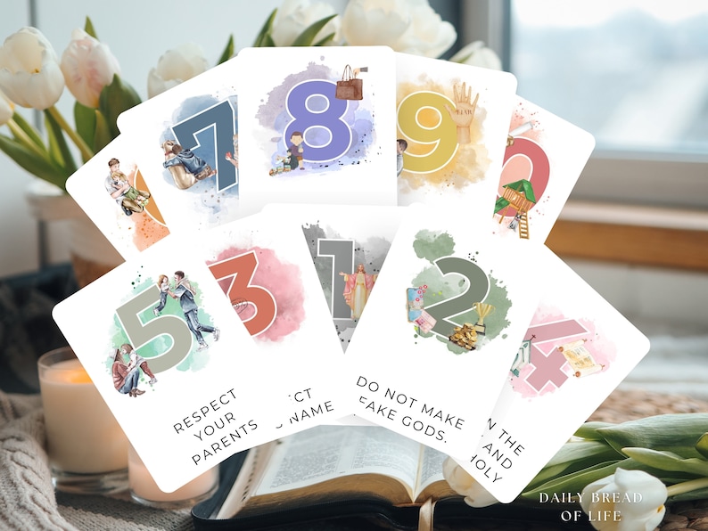 Ten Commandments Flash Cards: Kids Bible Study, Sunday School ...
