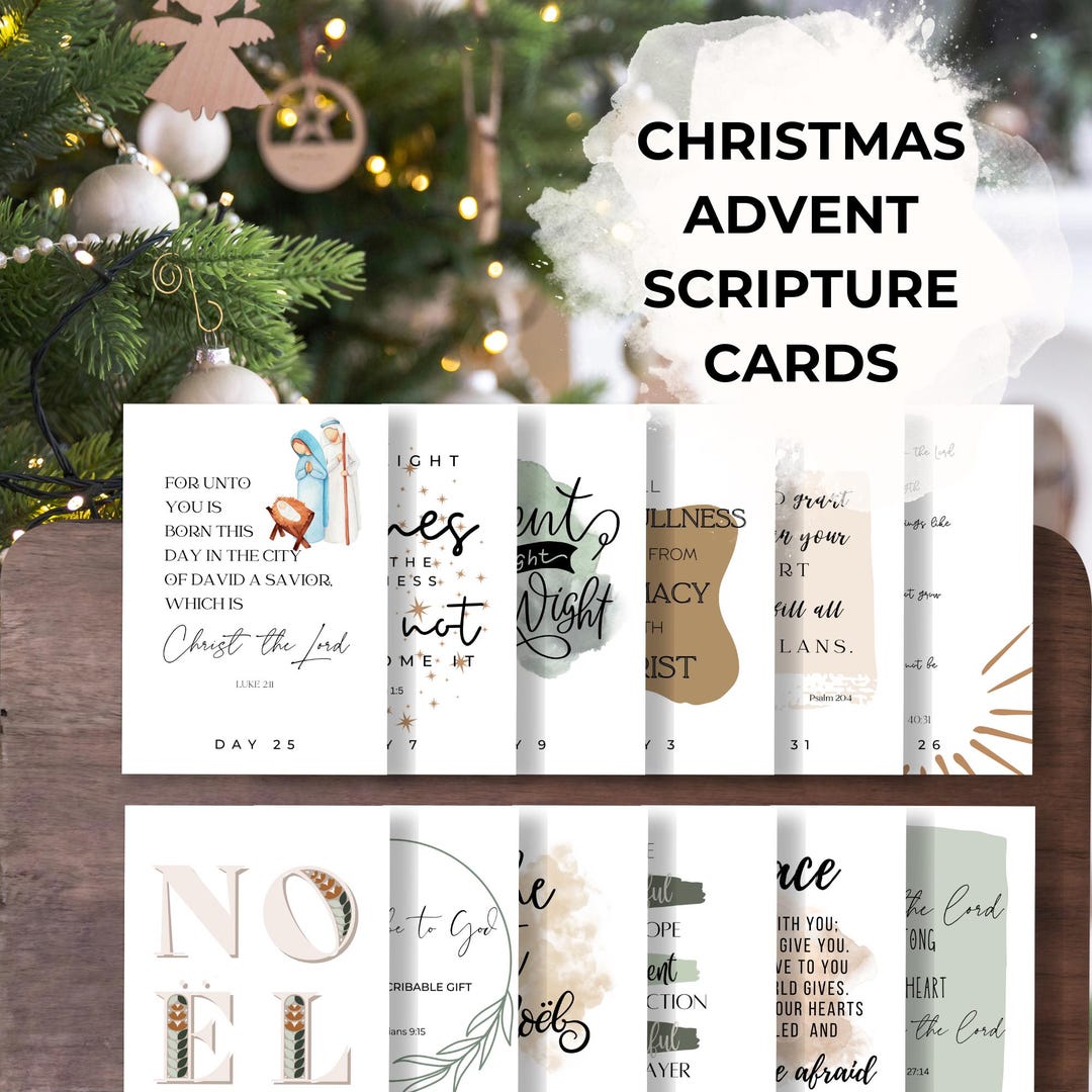 Printable Christmas Advent Scripture Cards, Bible Verse Cards for ...
