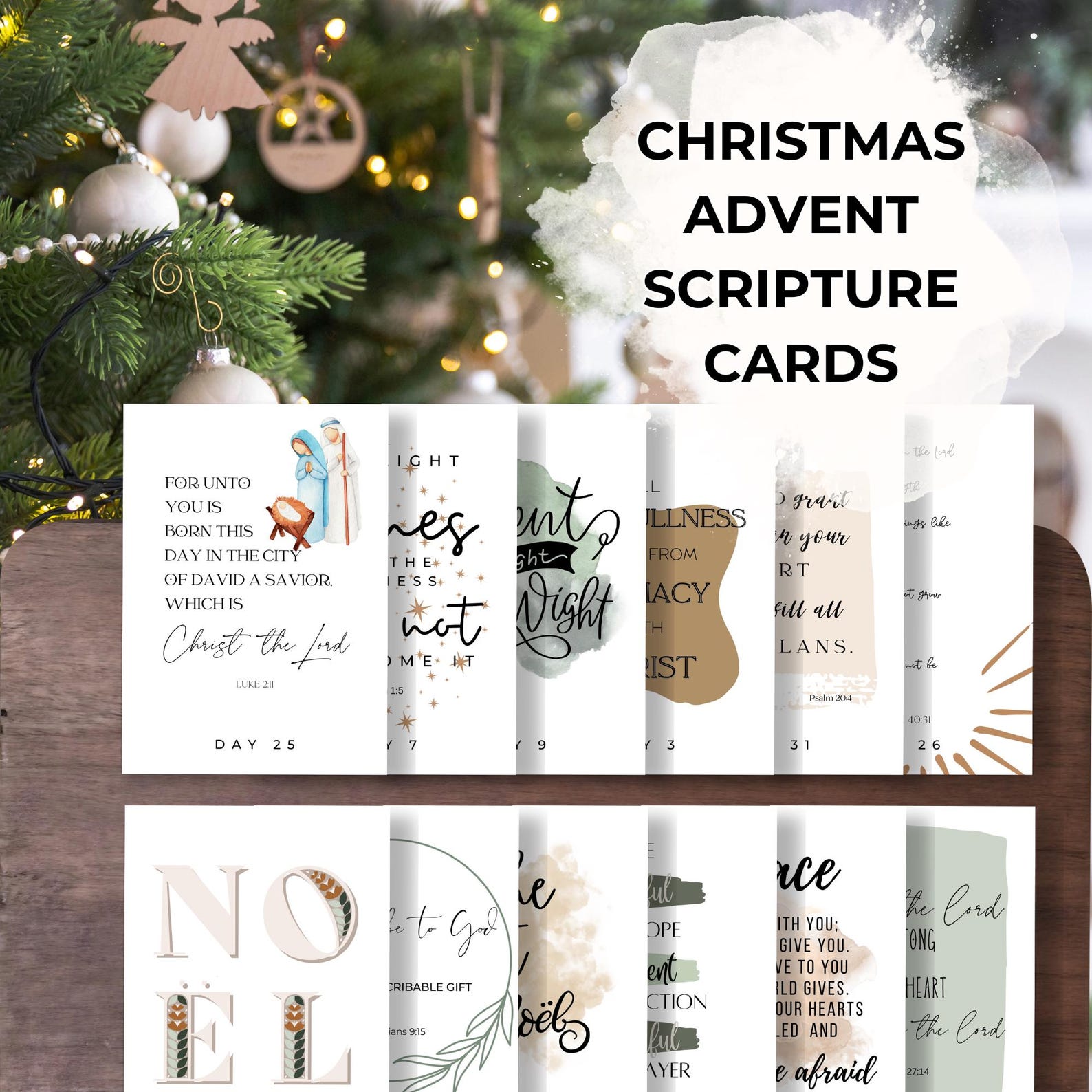 Printable Christmas Advent Scripture Cards, Bible Verse Cards for ...