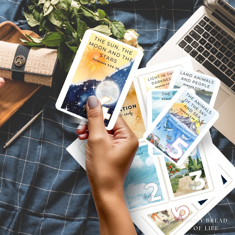 7 Days of Creation Flash Cards, Genesis Bible Lesson for Kids, Homeschool Activities, Sunday ...