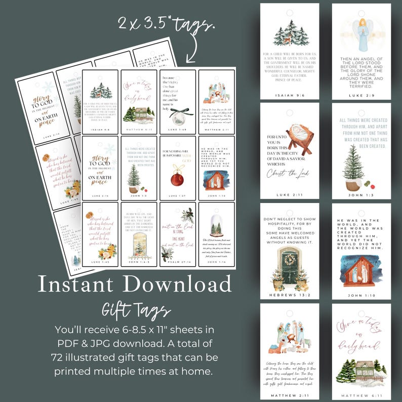 Christmas Scripture Gift Tags, Holiday Gift Tag, Bible Verse Tag ...
