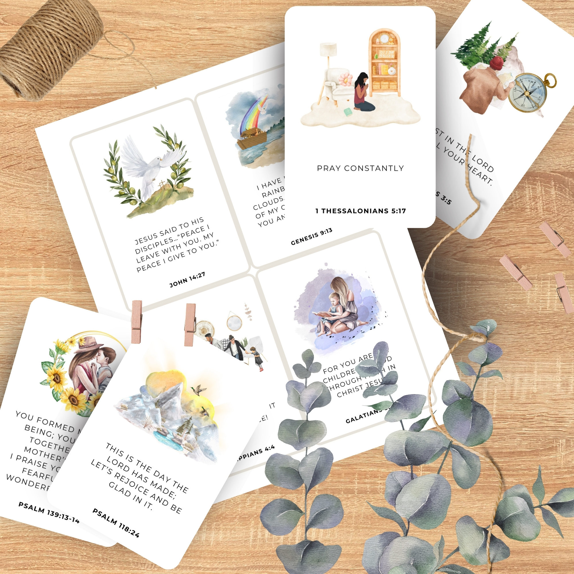 Kids Bible Verse Cards Set, Scripture Memory for Children, Sunday ...