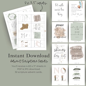 Printable Christmas Advent Scripture Cards: DIY Holiday Countdown (PDF ...